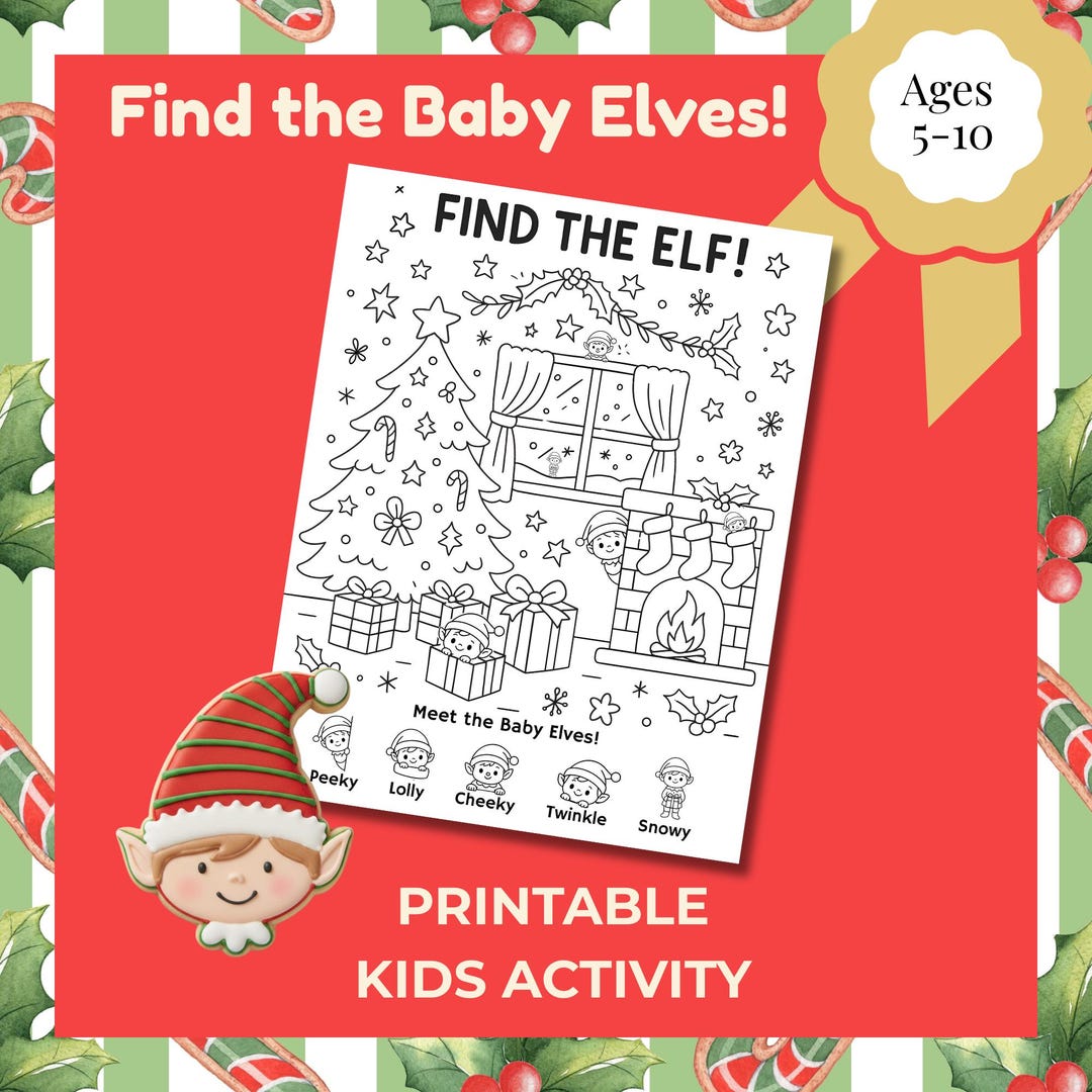 Find the Baby Elves Christmas Worksheet, Find the Elf Coloring Page ...