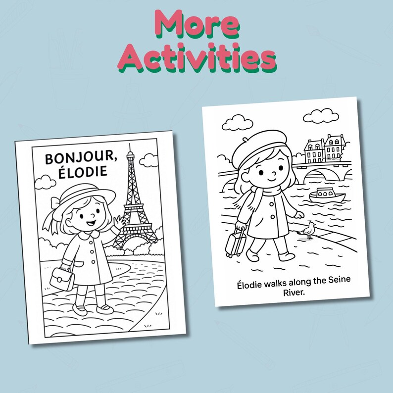 Élodie at the Louvre Museum Coloring Page for Kids | Paris Coloring ...