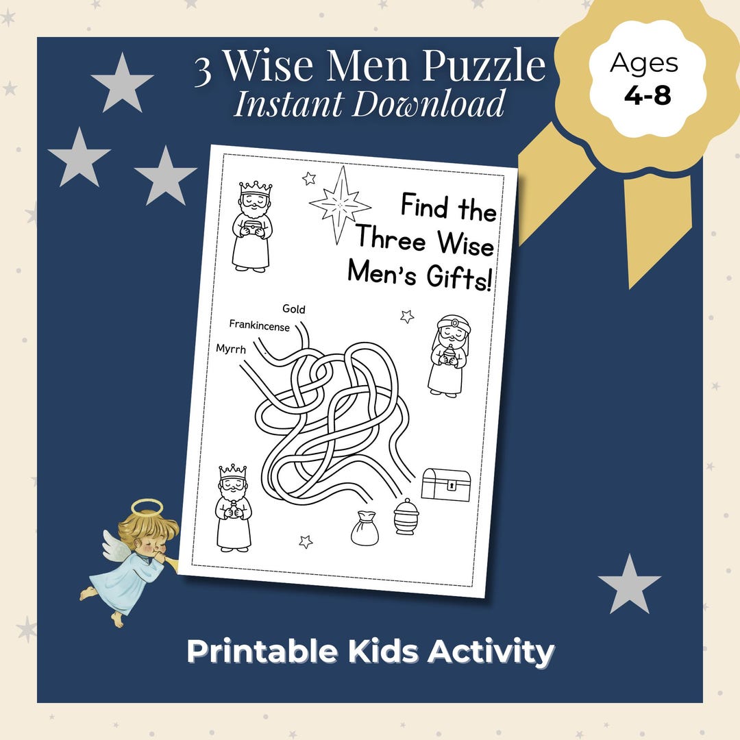 3 Wise Men Gifts Maze Puzzle | Nativity Worksheet for Kids | Bible ...