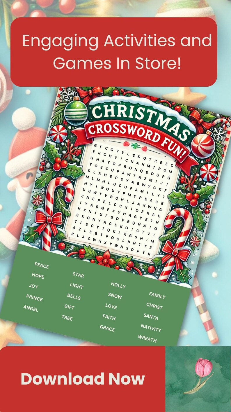 Christmas Word Search Puzzle: Fun Holiday Printable (PDF & PNG) - Etsy