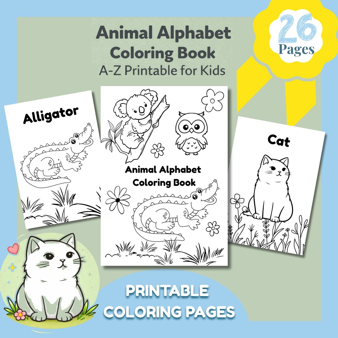 ABC Animal Coloring Book for Kids, Alphabet A–Z Printable Coloring ...