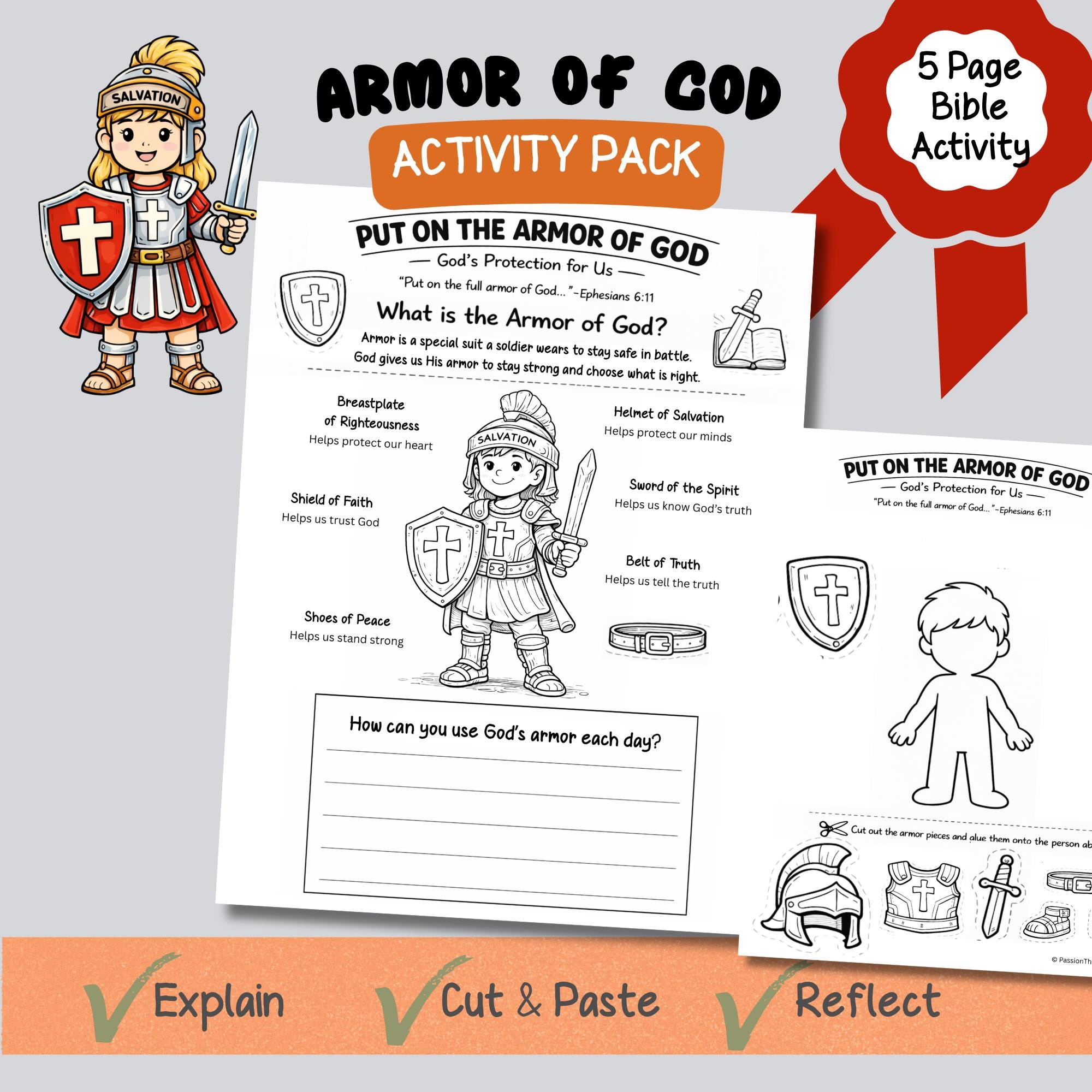 Ephesians 6:10-18 Armor of God Kids Activity Pack Put on the Full Armor ...