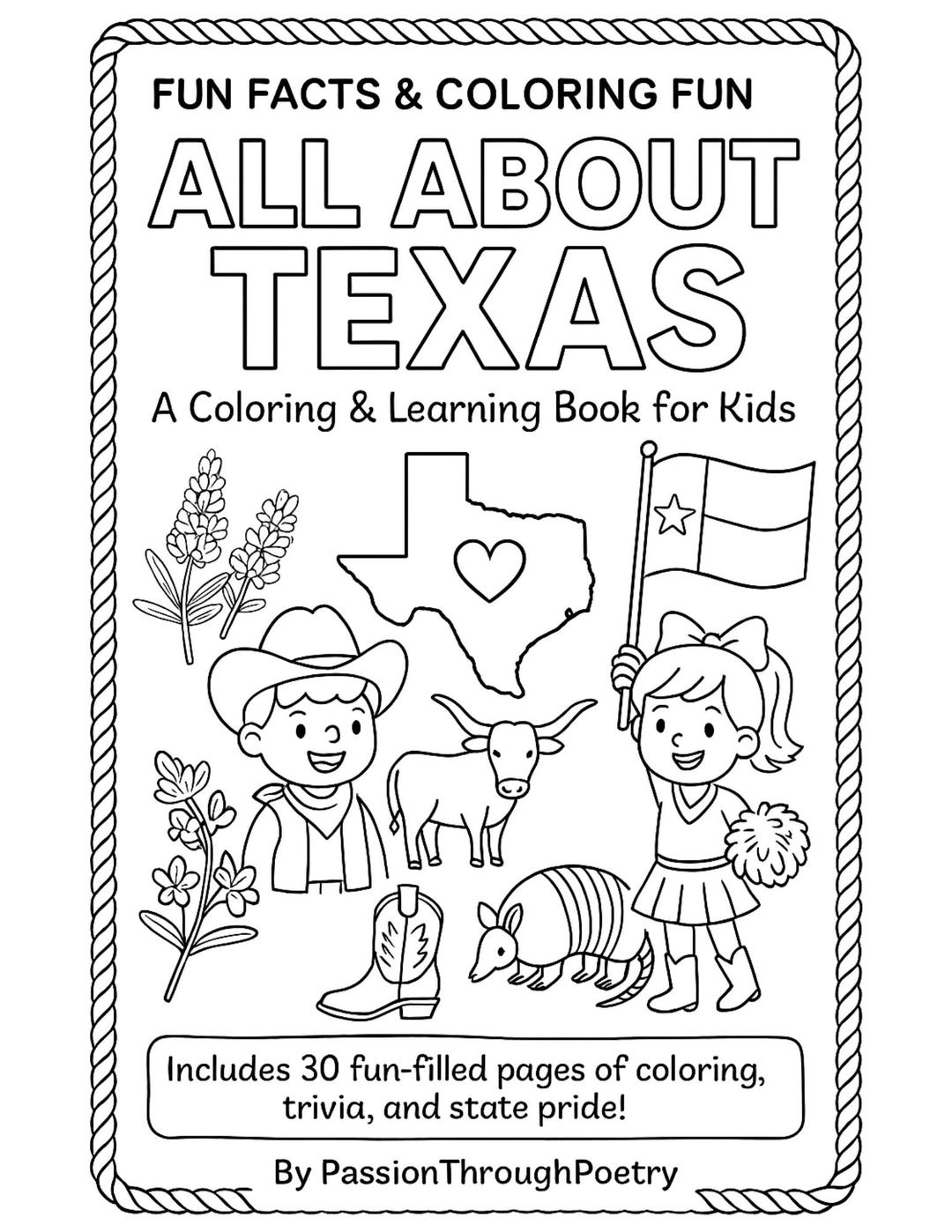 Texas Coloring Book for Kids | State Study Worksheets & Coloring Pages ...