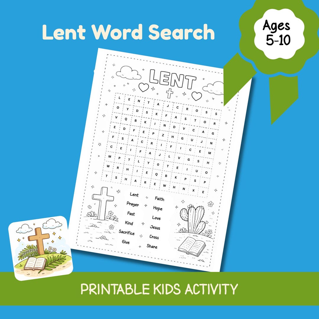Lent Word Search for Kids | Christian Printable Activity | Faith Word ...