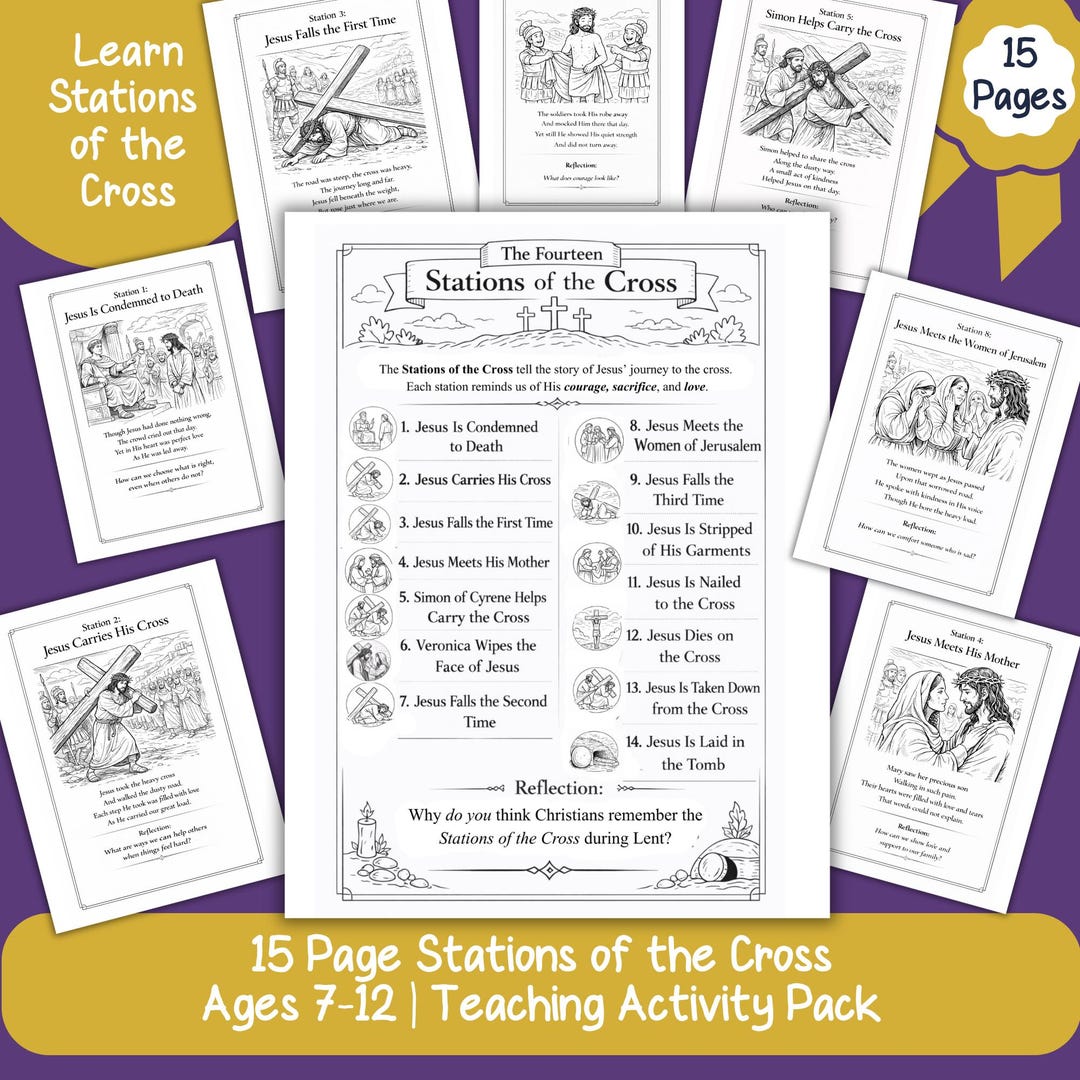 Stations of the Cross for Kids Printable Catholic Lent Activity Holy ...