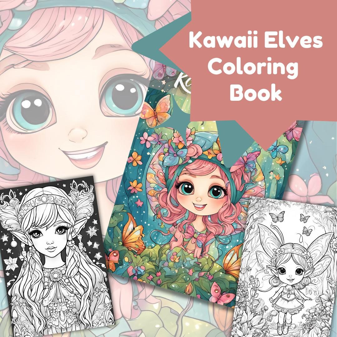 Whimsical Elf Coloring Book | Cute Kawaii Chibi Elves | Holiday ...