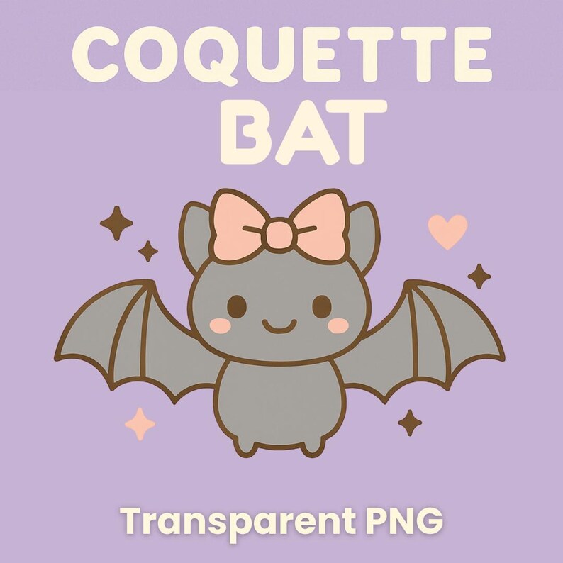 Kawaii Bat Clipart: Coquette Pink Bow Halloween PNG (digital Download ...