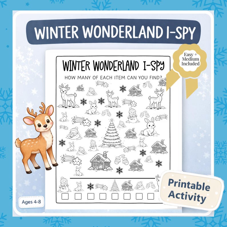 Winter Wonderland I Spy Printable for Kids, Winter Activity Sheet, I ...