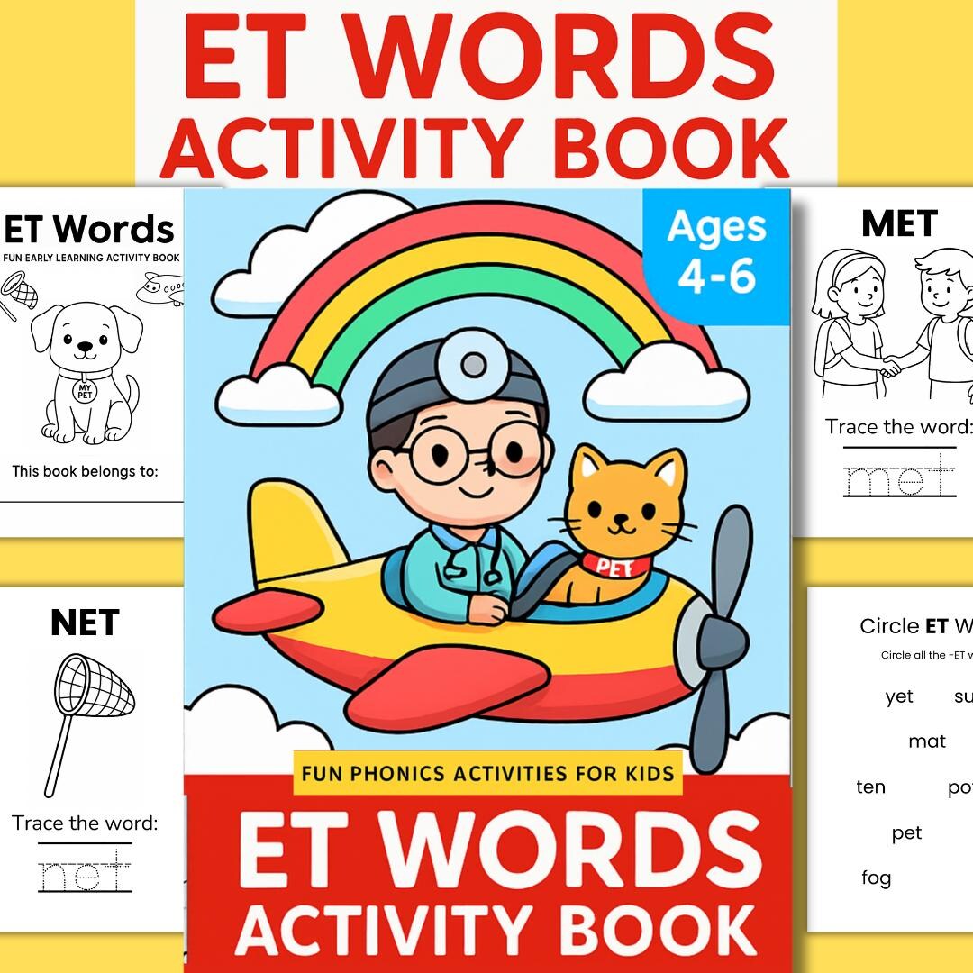 ET Word Family Activity Book: Phonics CVC Worksheet (PDF Printable) - Etsy