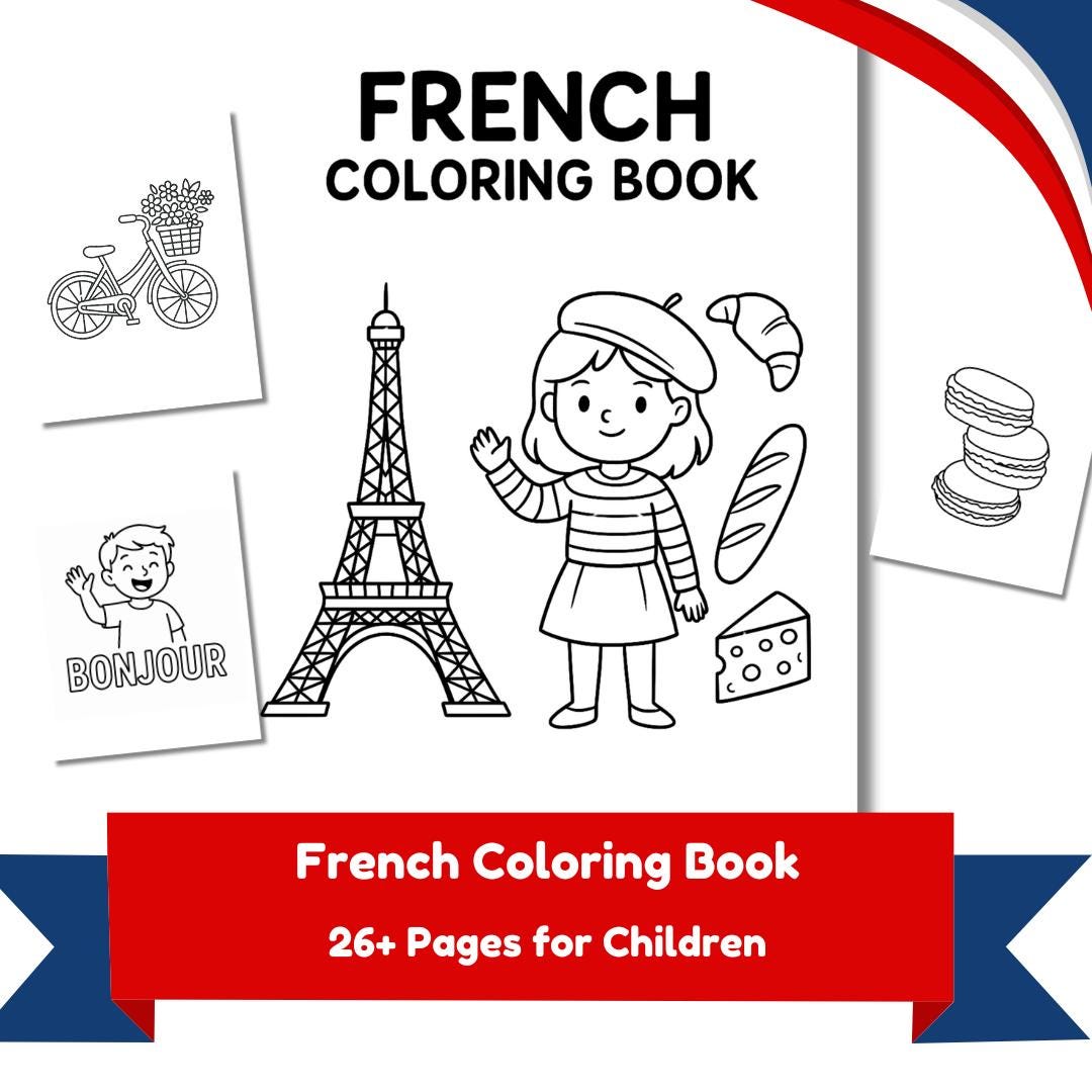 French Coloring Book for Kids | Digital Download Activity Pages | Fun ...