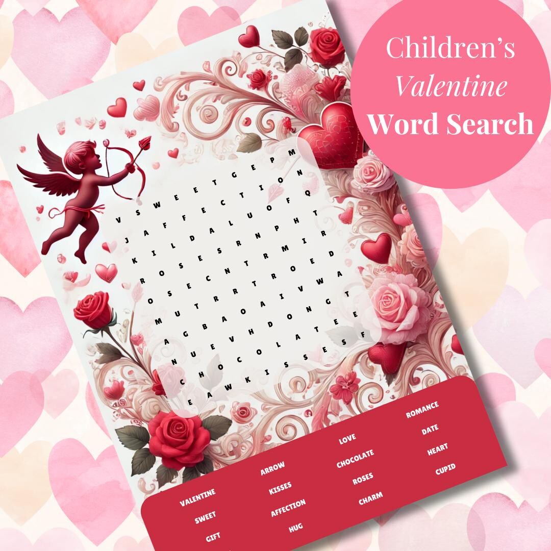 Cupid's Word Search for Children – Fun Kids Reading Activity Printable ...