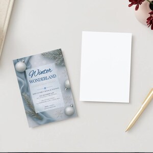 Winter Wonderland Christmas Party Invitation Template • Editable Canva ...