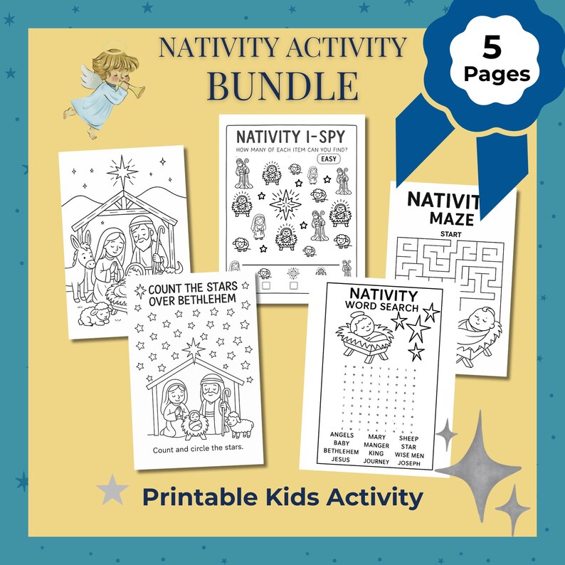 Nativity Activity Bundle Printable for Kids – 5 Christmas Worksheets ...