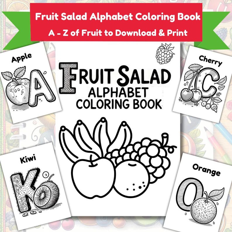 ABC Coloring Book Fun Alphabet Coloring Page Kids Instant Download ...