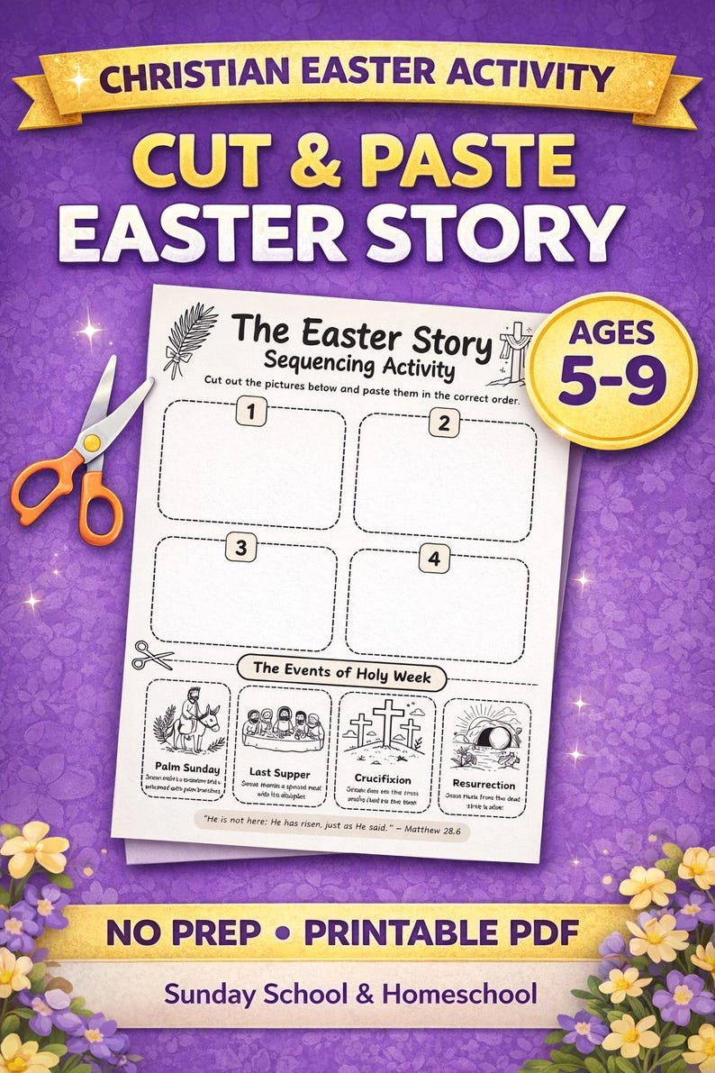 Christian Easter Story Cut & Paste Sequencing Activity | Resurrection ...