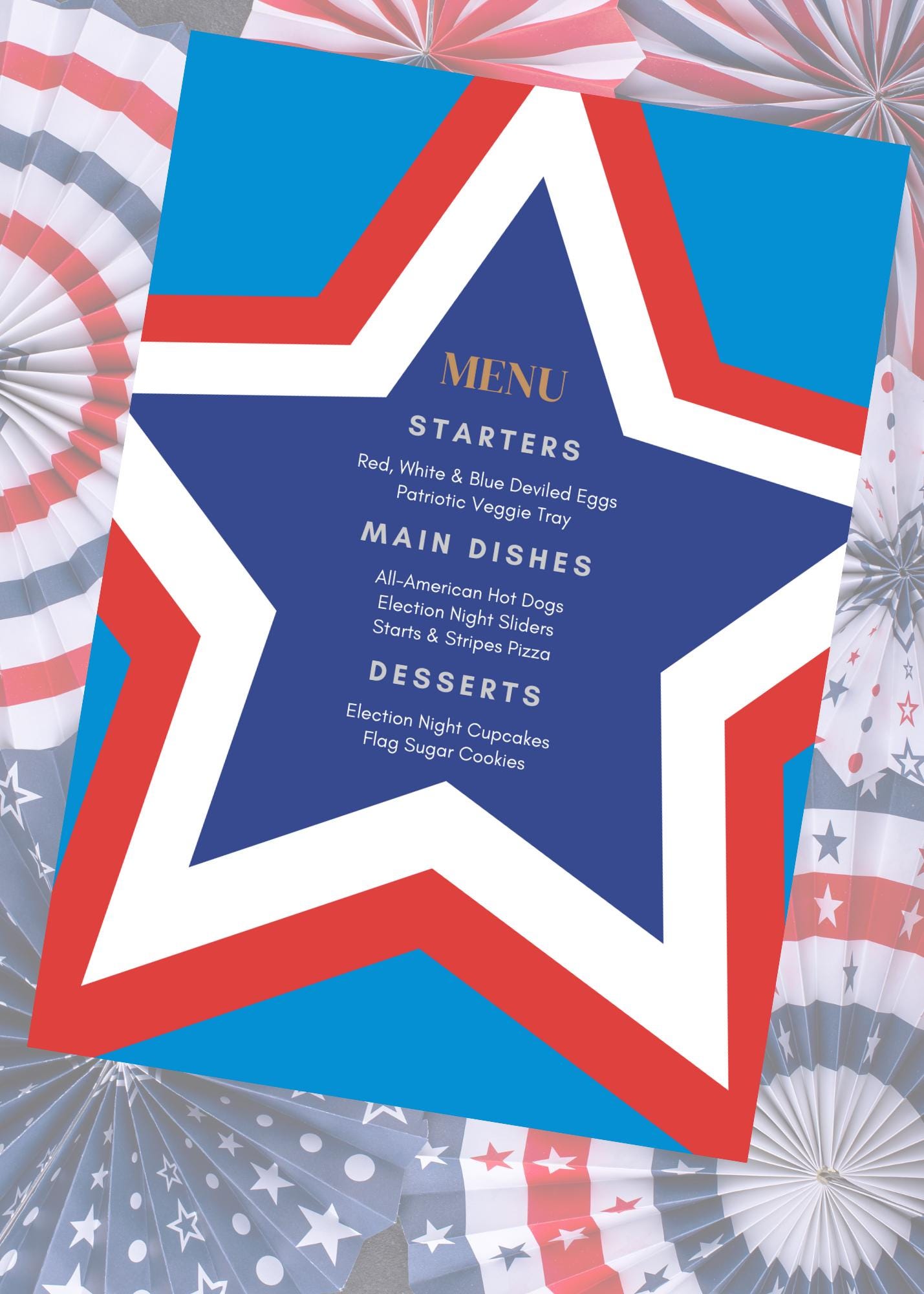 US Election Viewing Party Menu Customizable Digital Template Printable ...