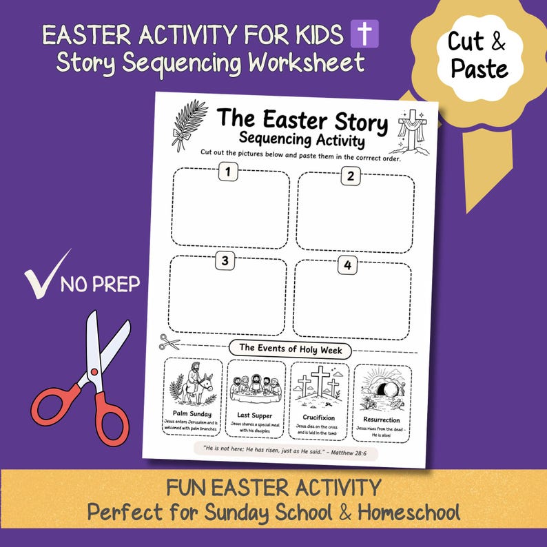 Christian Easter Story Cut & Paste Sequencing Activity | Resurrection ...