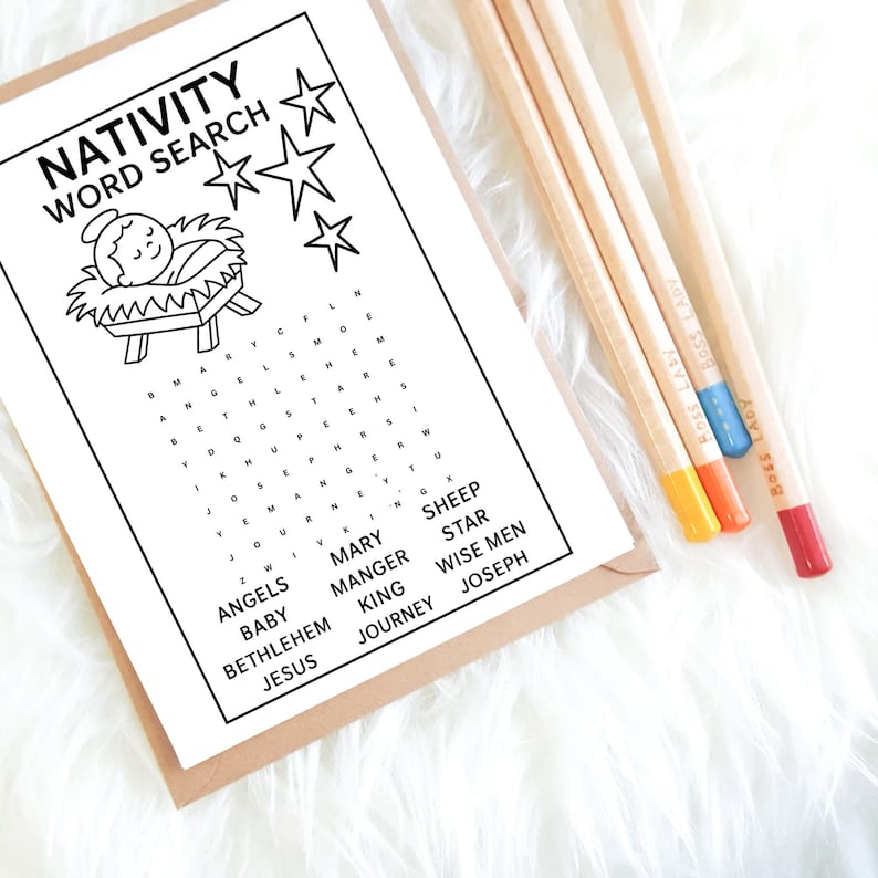 Nativity Word Search Printable • Sunday School Christmas Worksheet ...