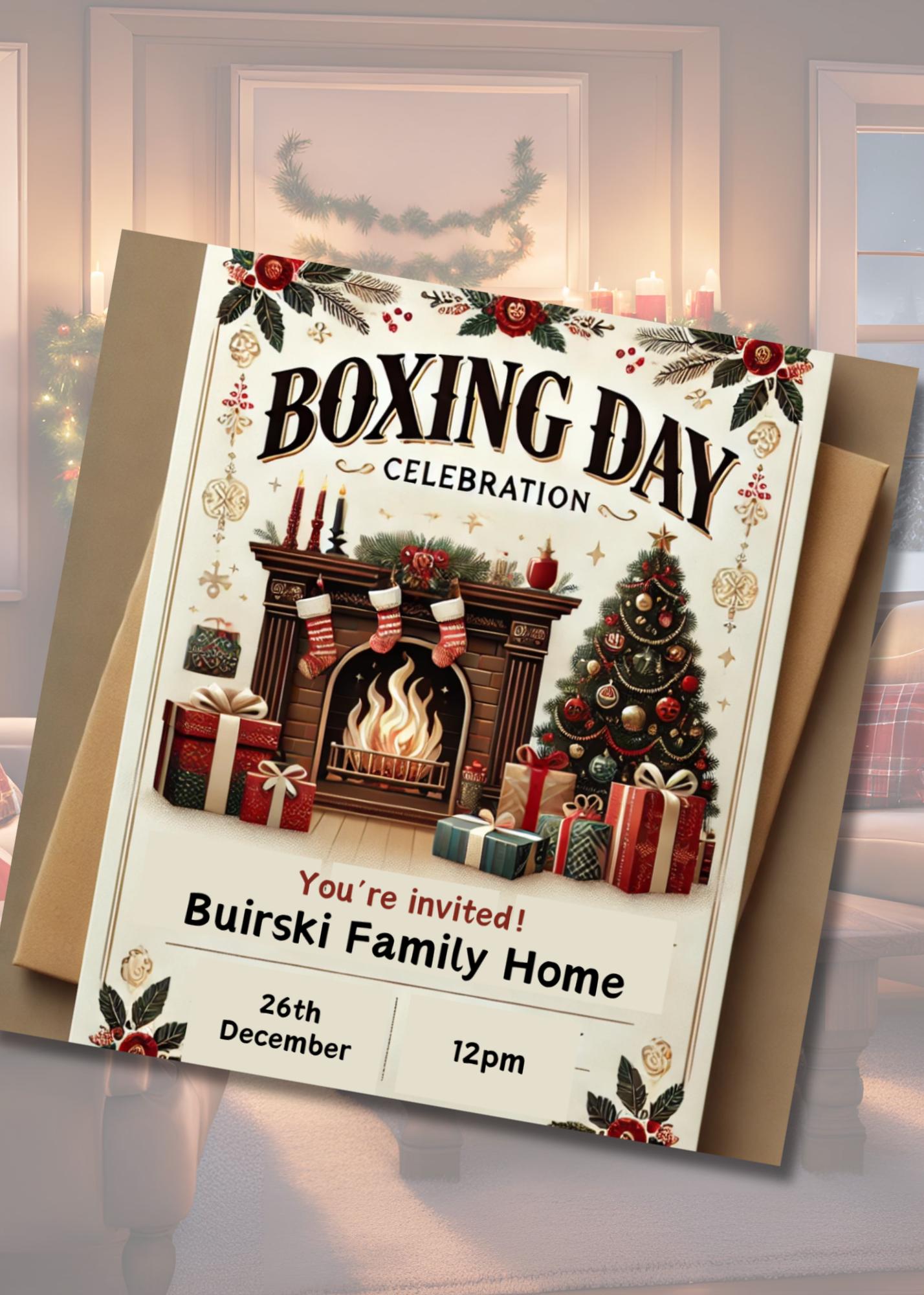Editable Boxing Day Party Invitation Canva Template Boxing Day ...
