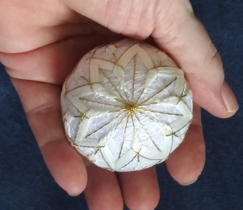 White and Gold Temari Ball 3-1/2 Diameter String Art - Etsy