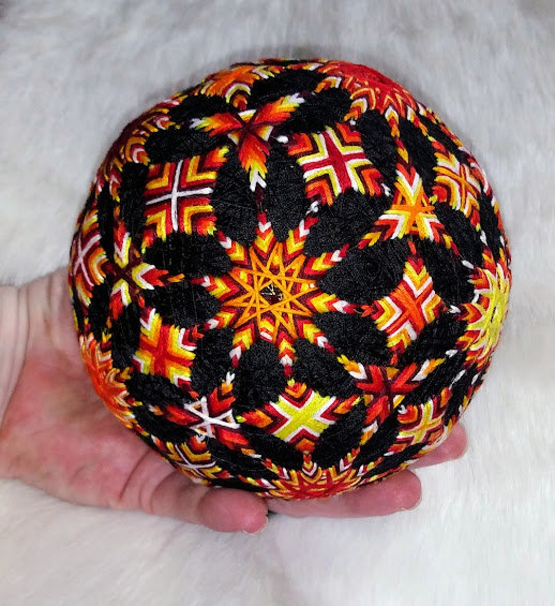 Large 7 Inch Diameter Temari Ball Japanese Temari String Art Embroidery ...
