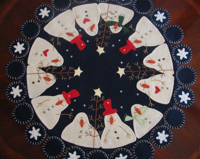 Handstitched Wool-felt winter Gathering Snowman - Etsy