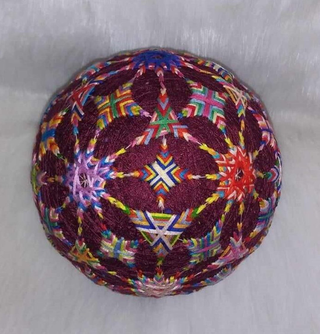 7 Inch Diameter Large Japanese Temari Ball Japanese Embroidery String ...