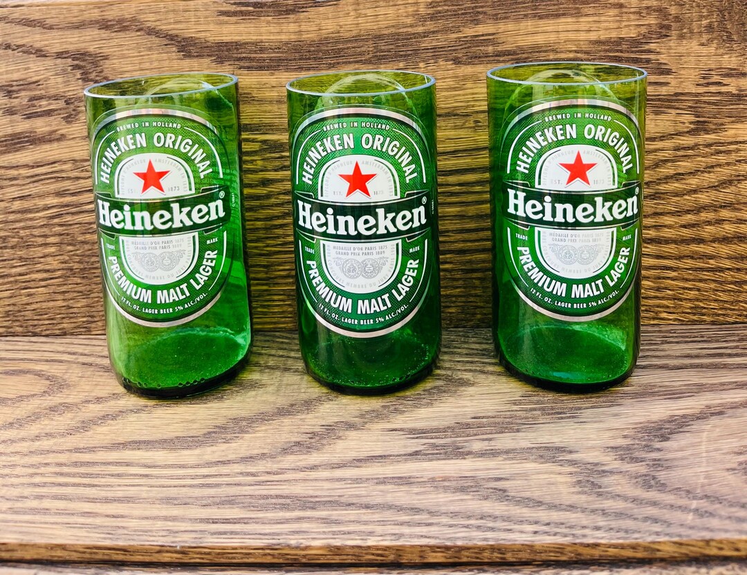 Set of 3 Heineken Glasses. Heineken Glasses Recycled 100% Hand Made ...