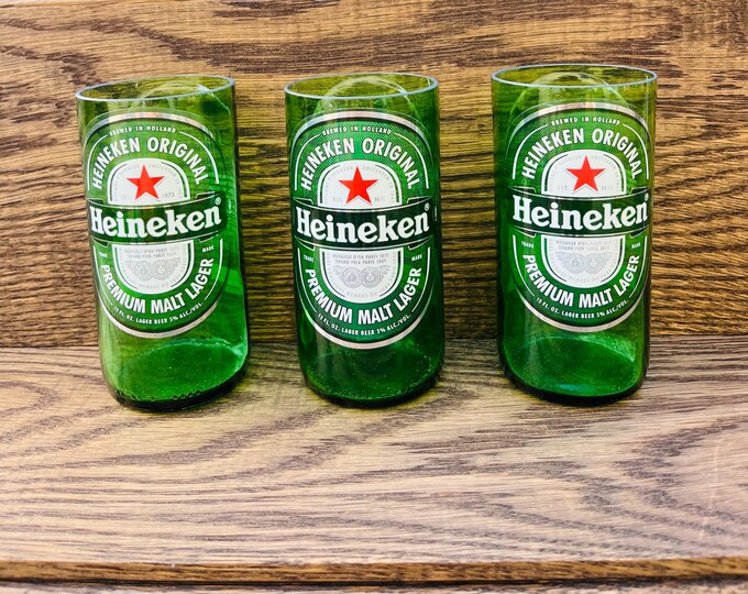 Set of 3 Heineken Glasses. Heineken Glasses Recycled 100% Hand Made ...