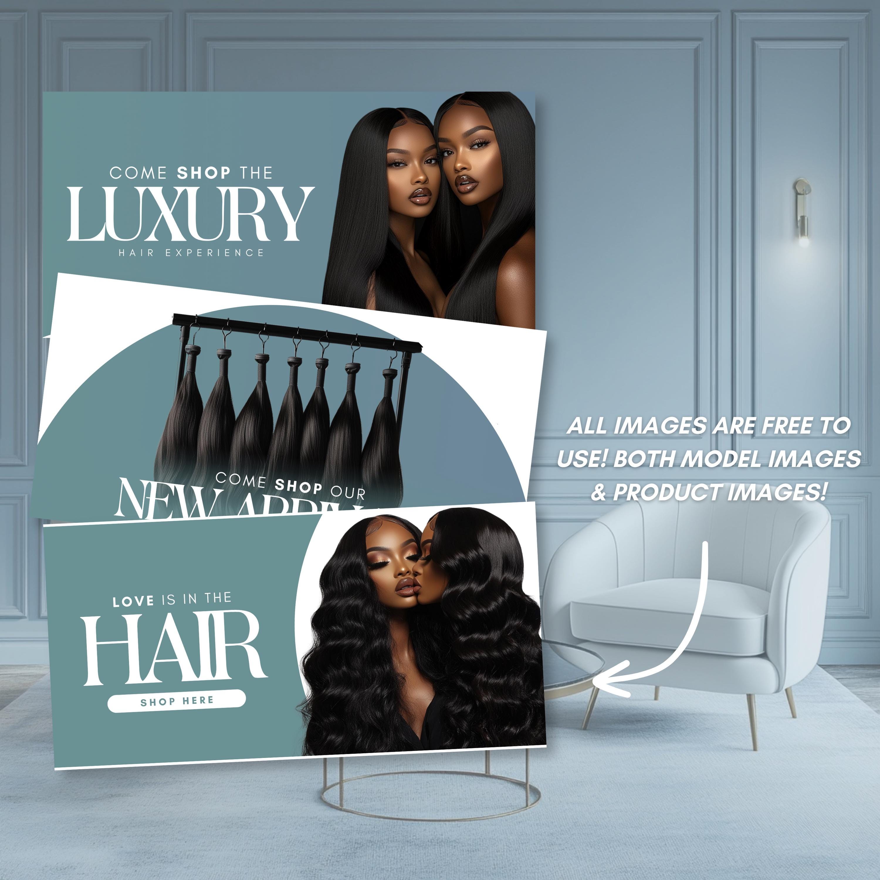 Premade Shopify Hair Website Template: Luxury Extensions, Banners ...
