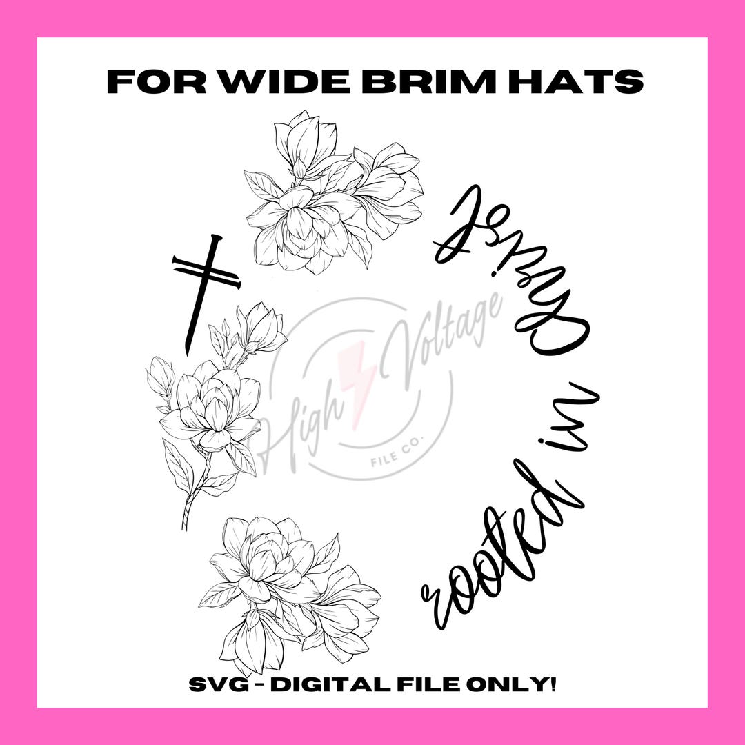Wide Brim Hat SVG - Rooted in Christ Hat Burn Design - for Pyrography ...