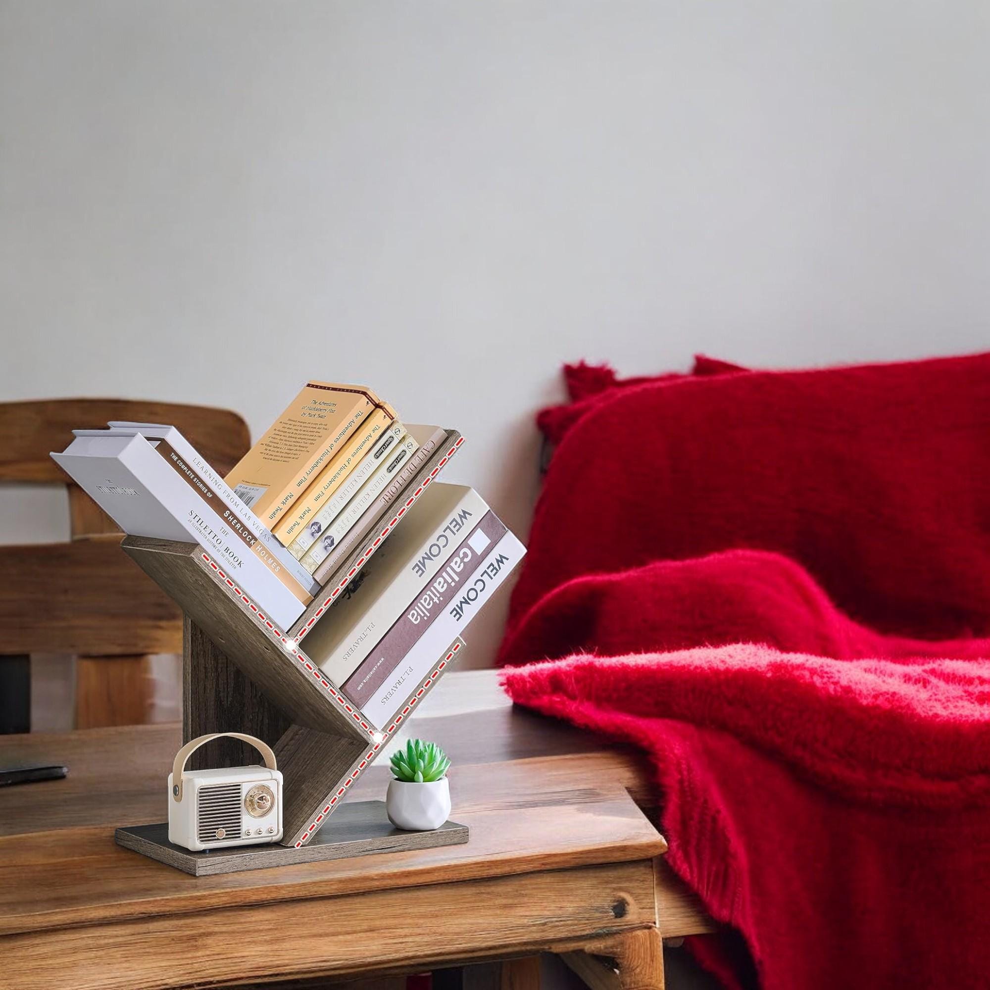 Tree Bookshelf 3 Tier Book Storage Organizer, Desktop/floor Standing ...