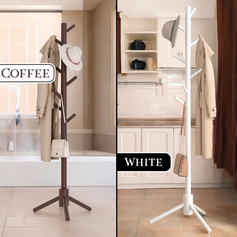 Handmade Solid Wood Standing Coat Rack With Tree Coat Rack & Stable ...