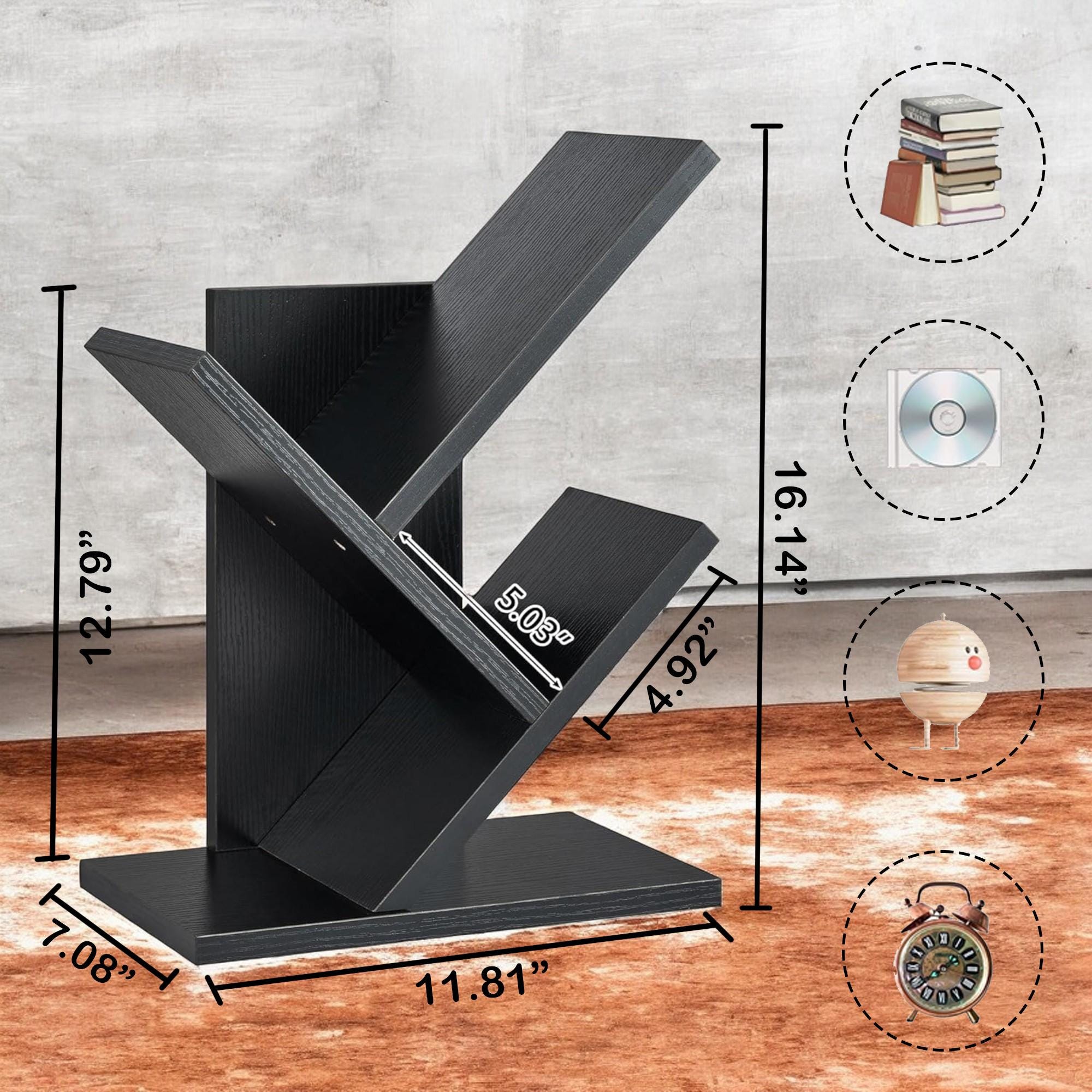 Tree Bookshelf 3 Tier Book Storage Organizer, Desktop/floor Standing ...