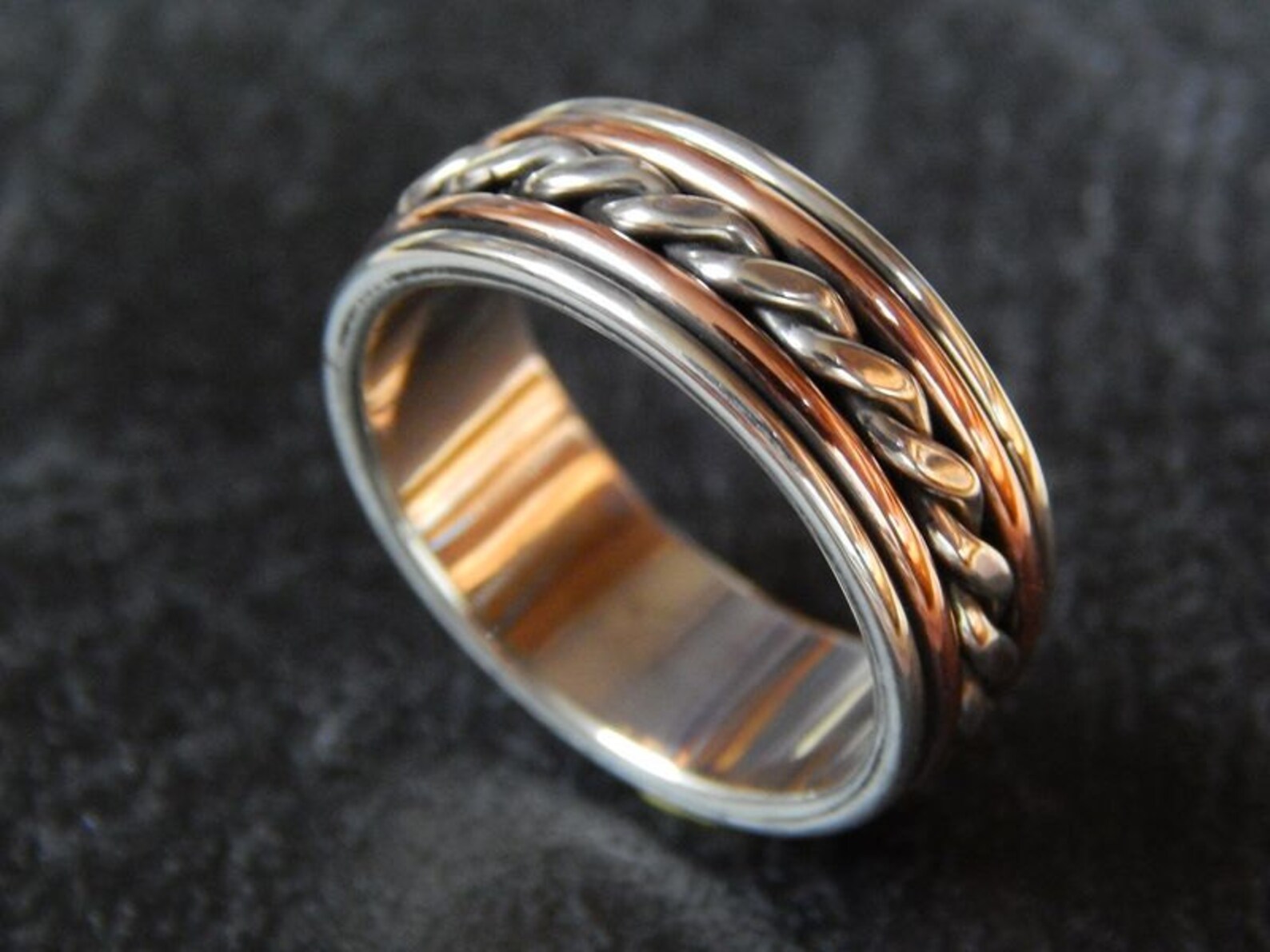 MAJESTIC Silver & Copper // Men's Wedding Ring // | Etsy