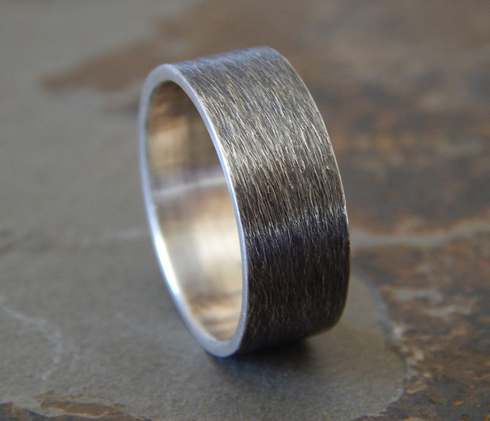 TEXTURED SILVER // Men's Wedding Ring // Women's - Etsy