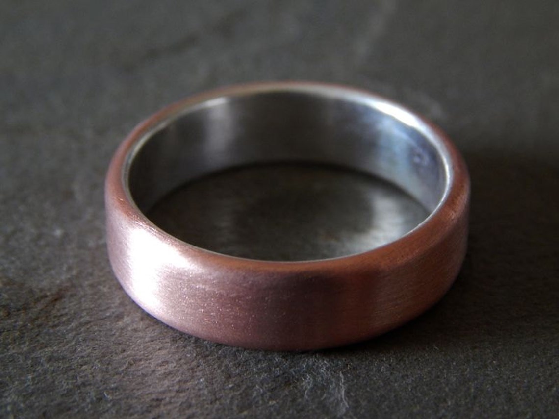 BEVELED Silver & Copper 4 to 8 Mm // Men's Wedding Ring // Women's ...