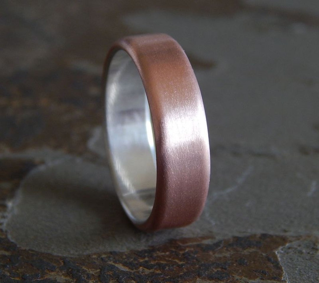 BEVELED Silver & Copper 4 to 8 Mm // Men's Wedding Ring // Women's ...