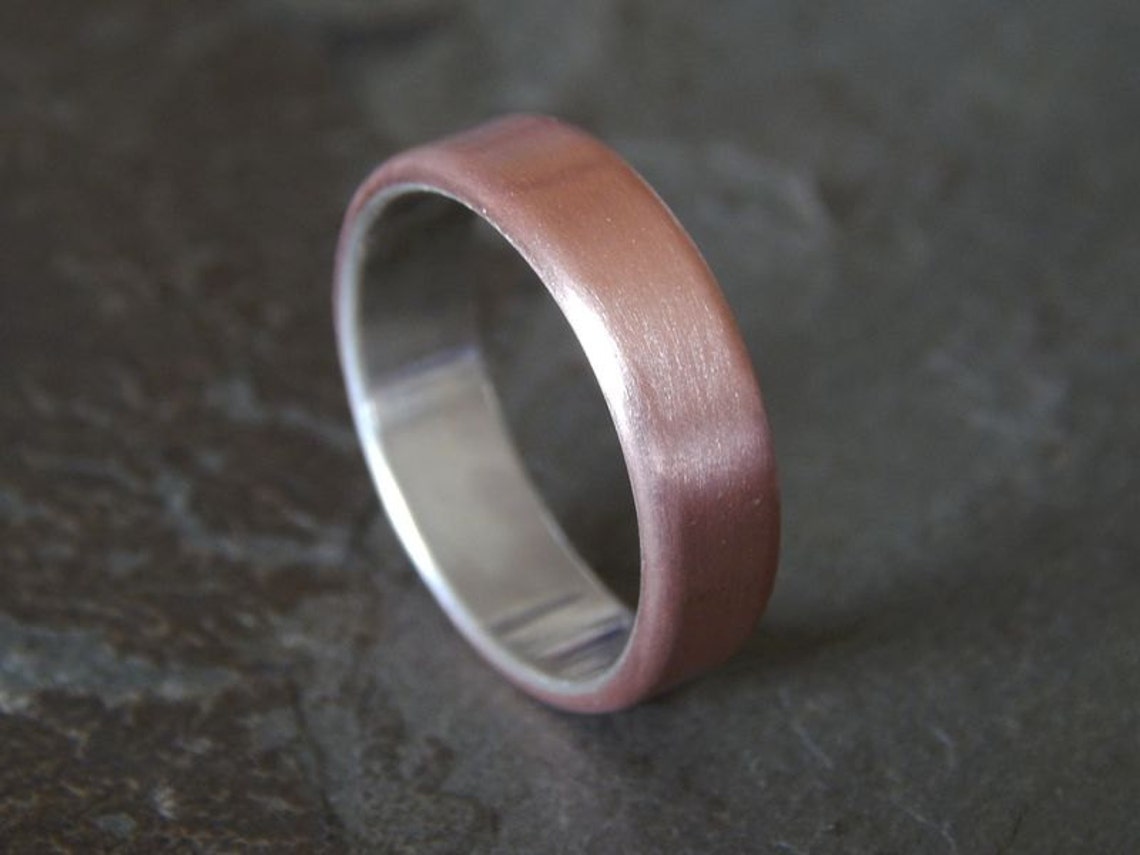 BEVELED Silver & Copper 4 to 8 Mm // Men's Wedding Ring // Women's ...