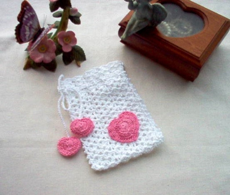 Sweetheart Gift Bag Sachet Crochet Lace Thread Art New Handmade - Etsy