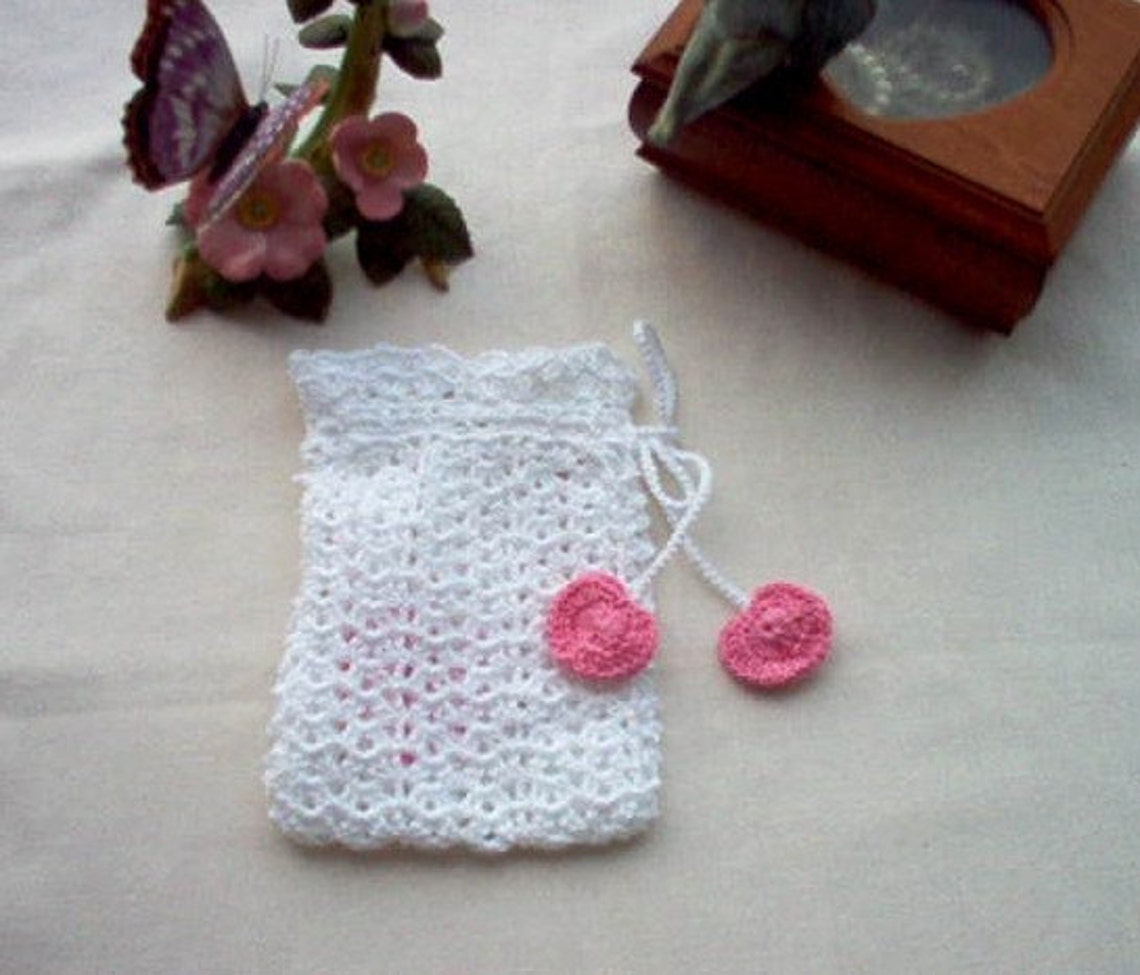 Sweetheart Gift Bag Sachet Crochet Lace Thread Art New Handmade - Etsy