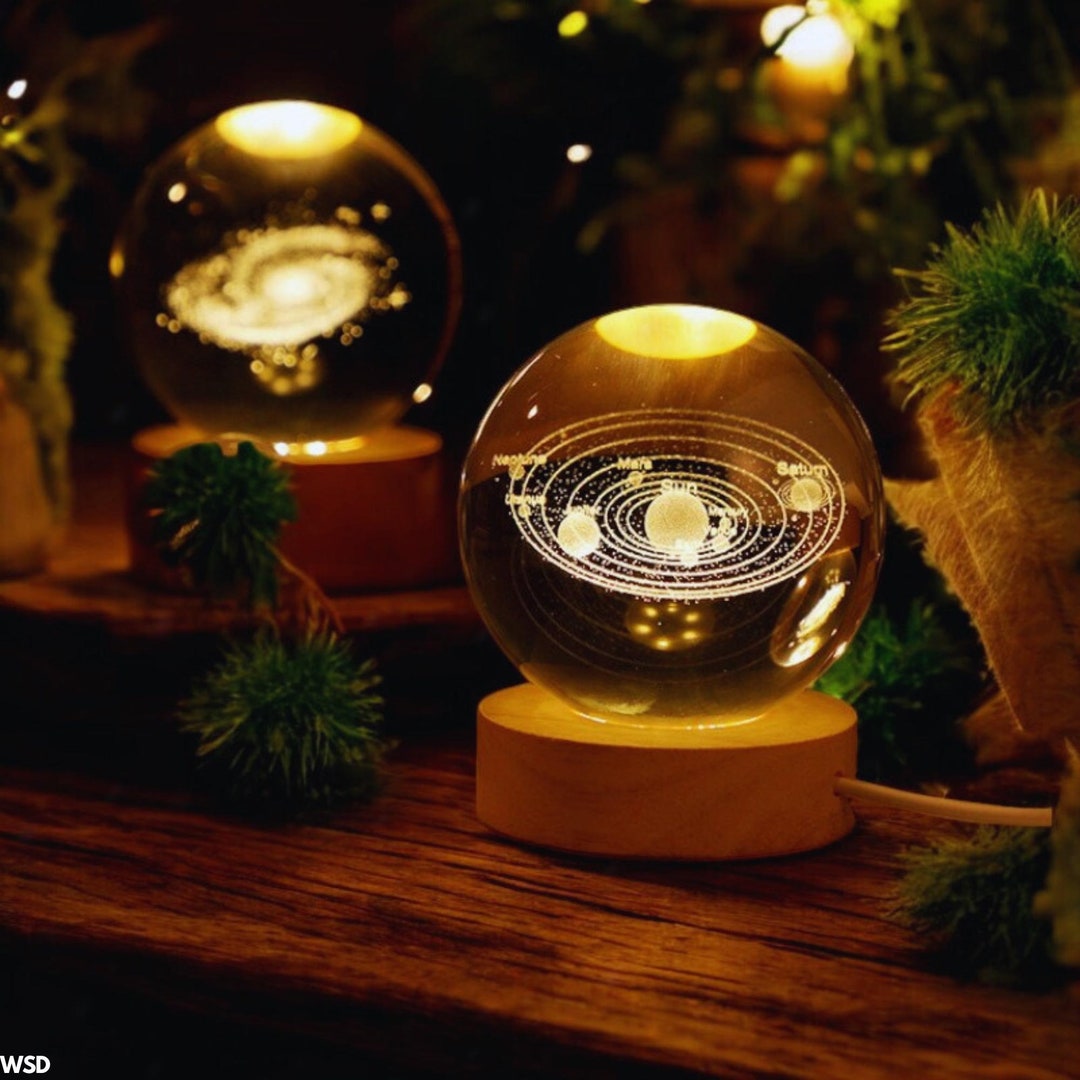 3D Crystal Ball Moon Lamp Custom Night Light Bedside Lamp Astronomy ...