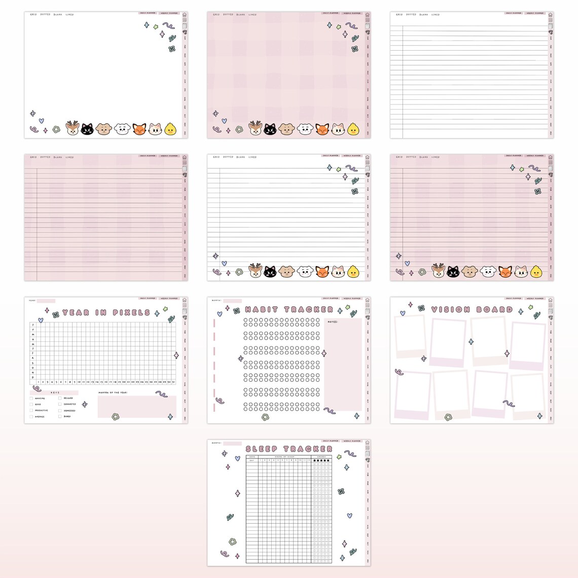 ENHYPEN Inspired Cute Pink En-moji Digital Planner 56 Pages Printable ...