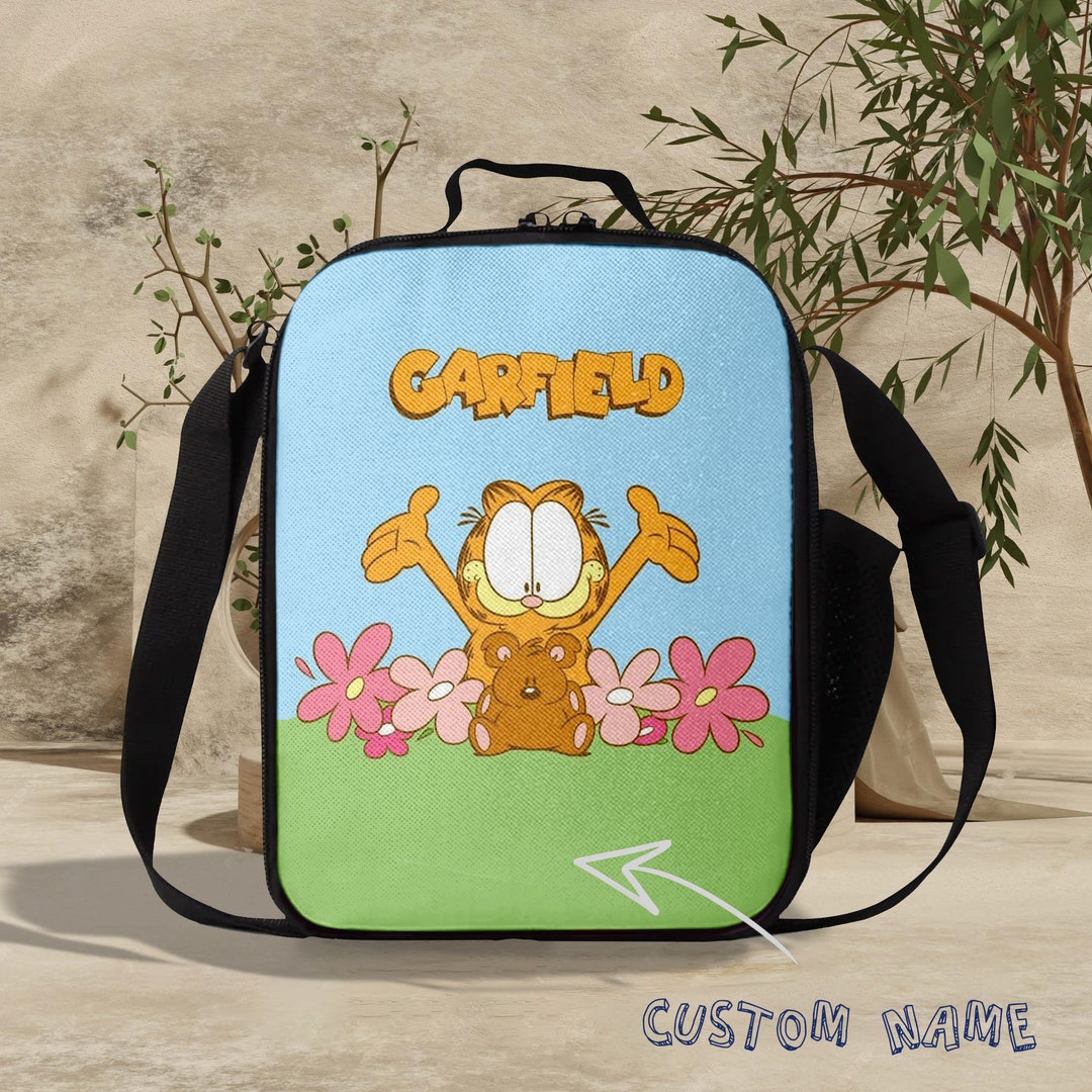 Garfield Cat Lunch Bag, Personalized Garfield Food Bag, Zipper Lunch ...