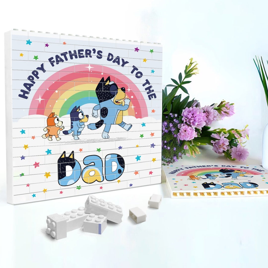 Custom Bluey Daddy Rainbow Brick Photo Block, Dad Puzzle, Best Dad Ever ...