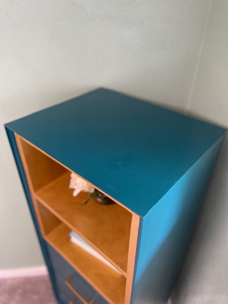 Bookcase With 3 Drawers, Emerald Green and Gold, Recycled and ...