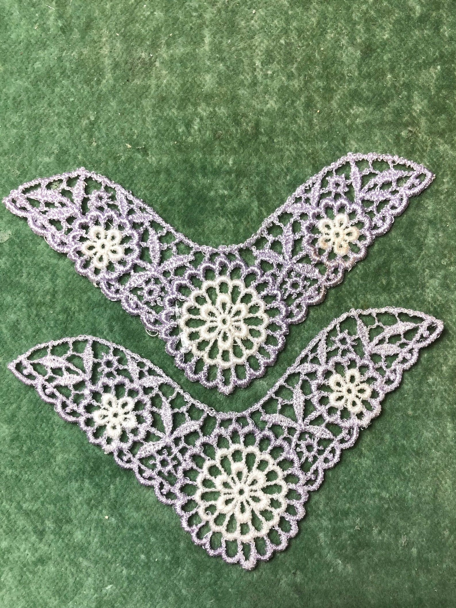 Two 1920's Nottingham Lace Motifs in Lilac and Ivory - Etsy