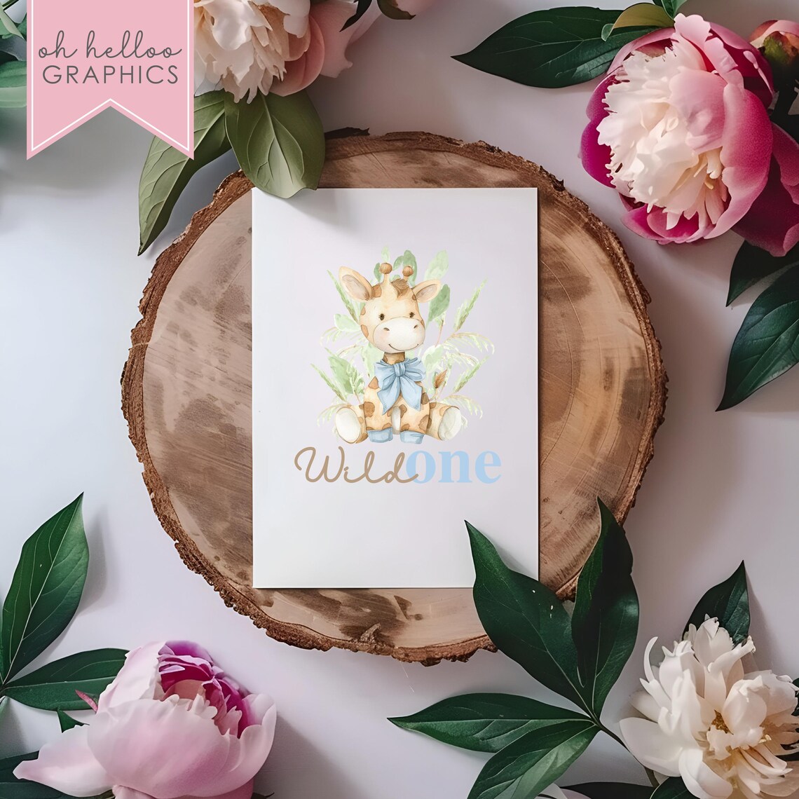 Blue Giraffe Wild One Safari 1st Birthday PNG Clipart Sublimation Image ...
