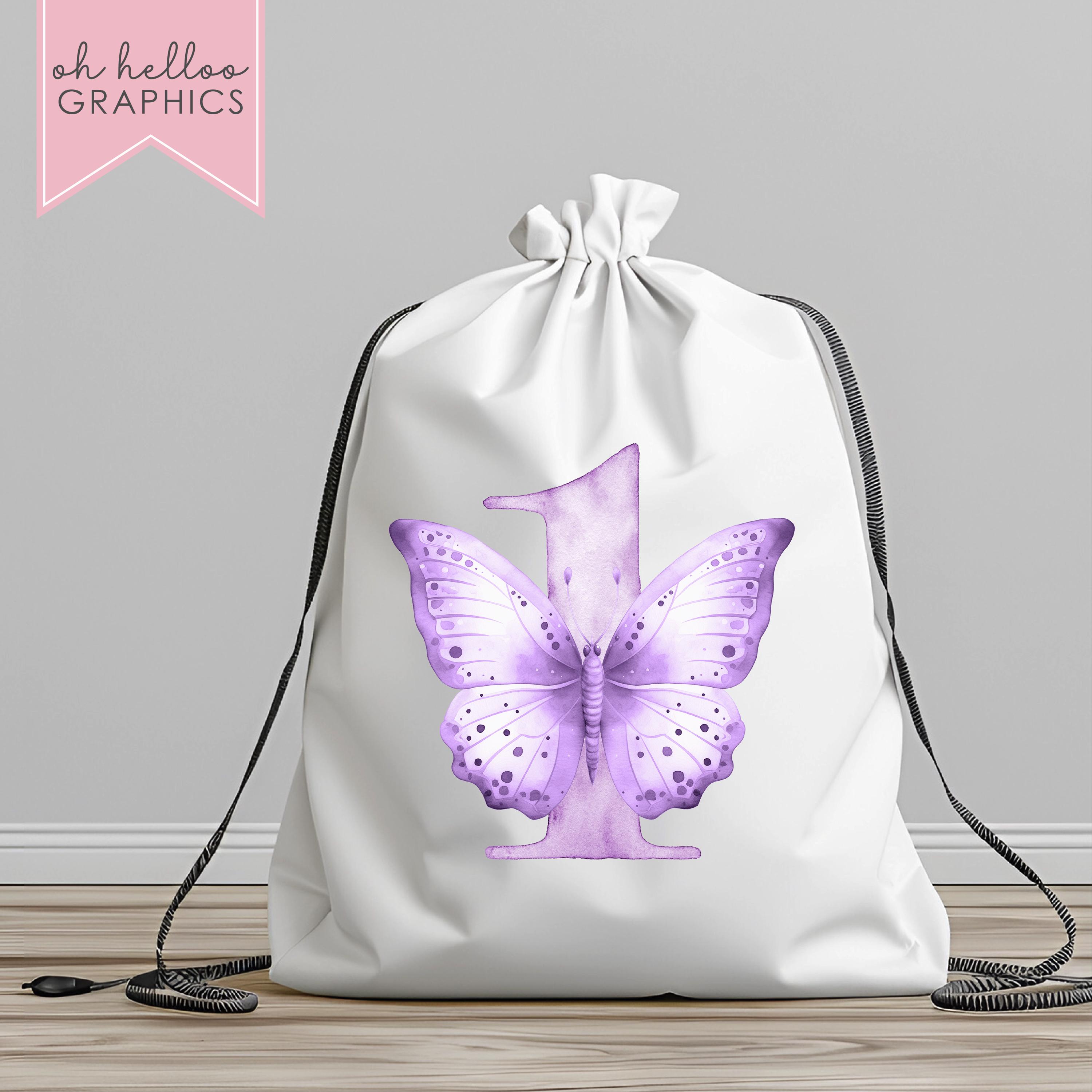 1st Butterfly Clipart Watercolour Purple Number 1 PNG One Birthday ...