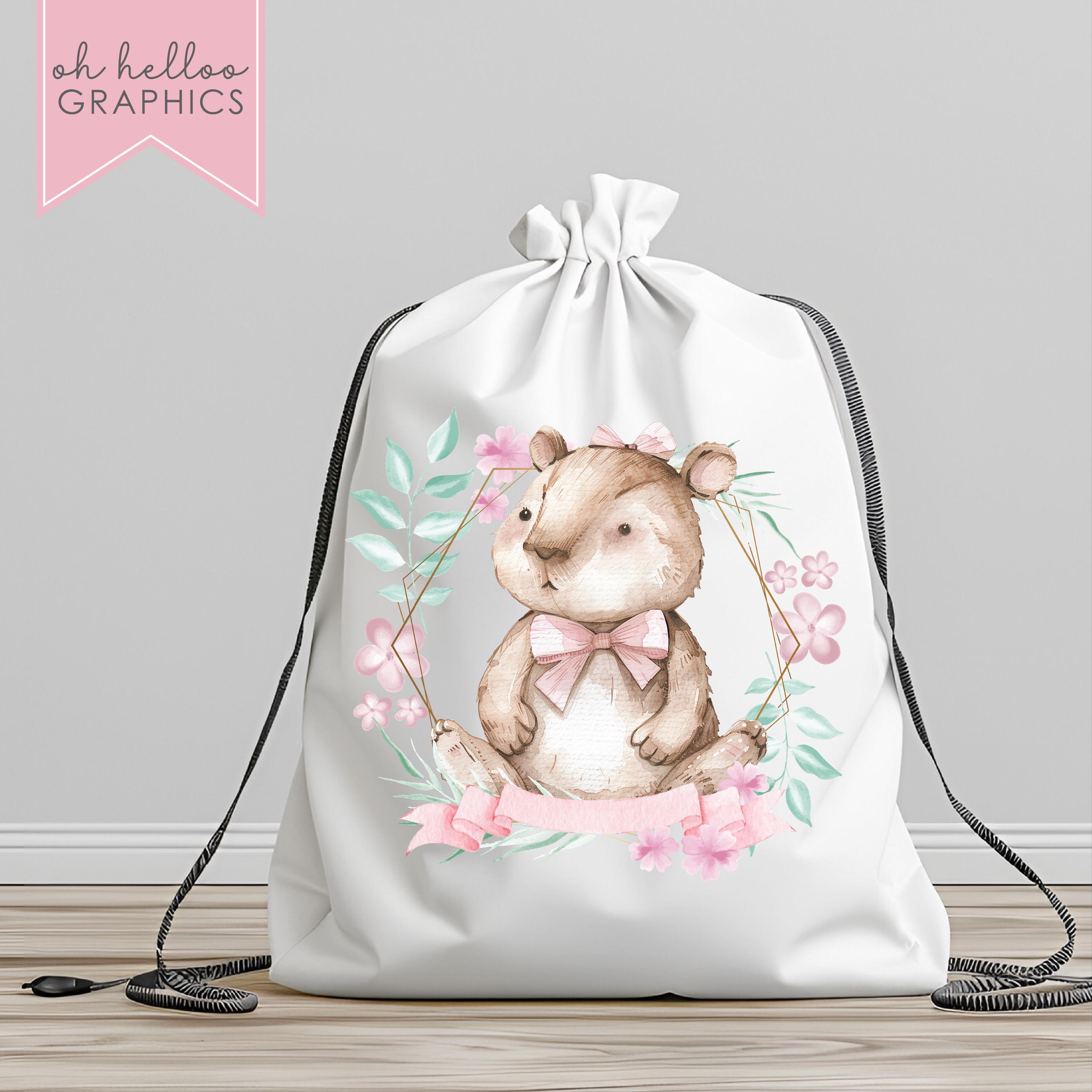 Watercolor Beaver Clipart, Pink Flower Wreath, Baby Shower Design ...